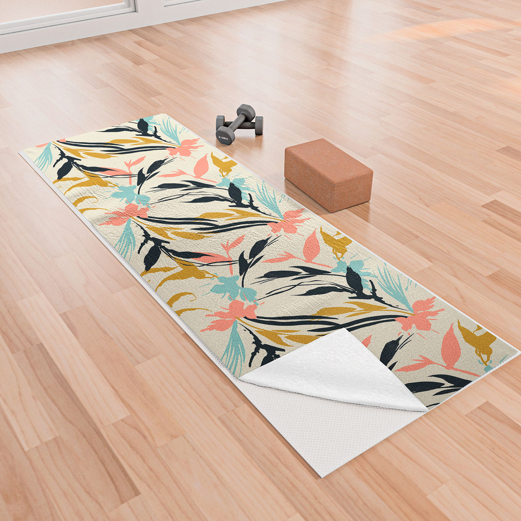 Botanical Abstract Art Yoga Towel Marta Barragan Camarasa