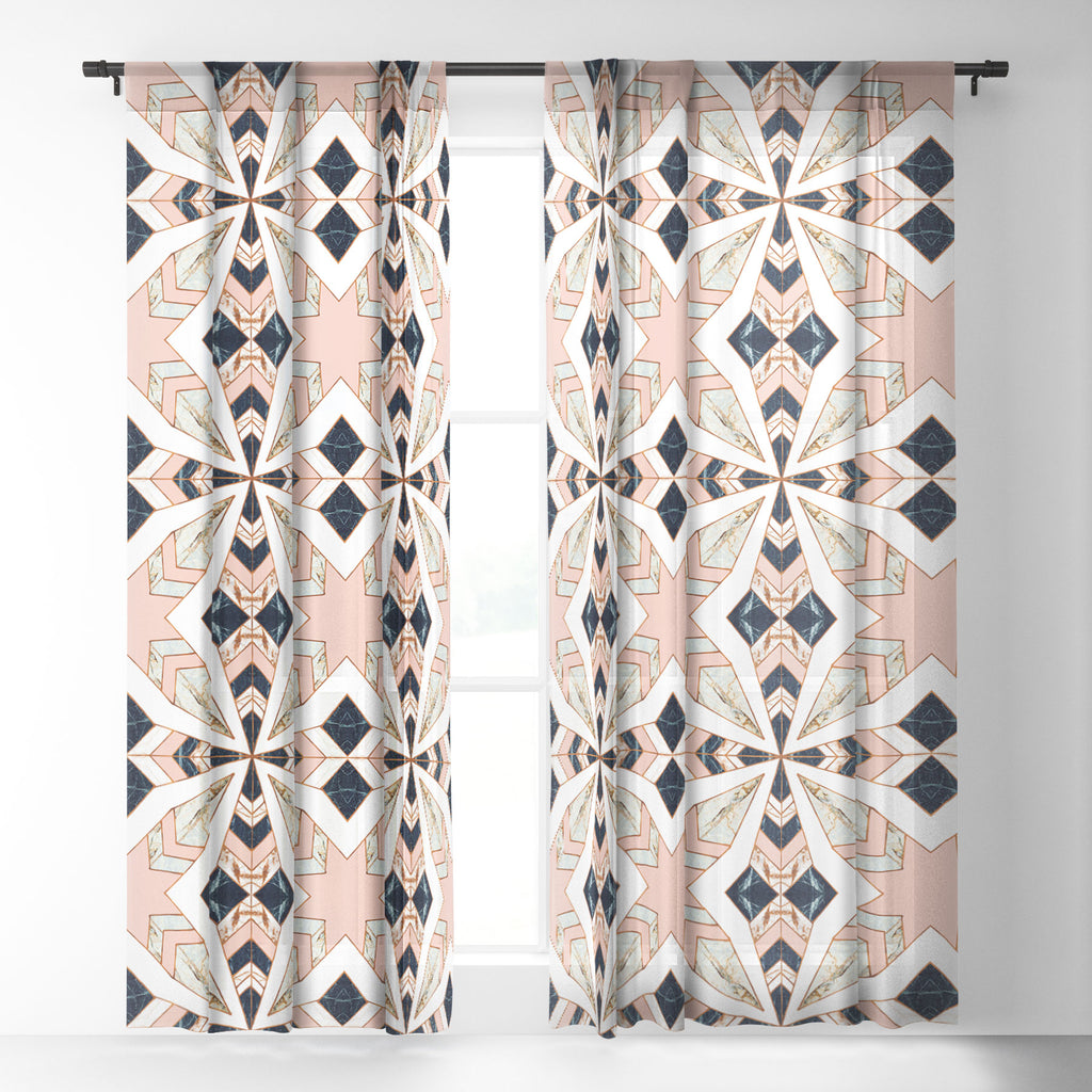 Mosaic Pattern Geometric Marbled I Sheer Window Curtain Marta Barragan ...