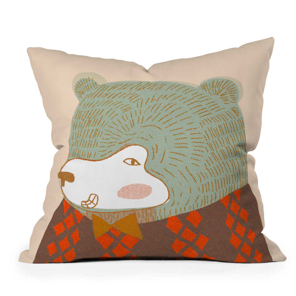 Mr Bear Throw Pillow Mummysam