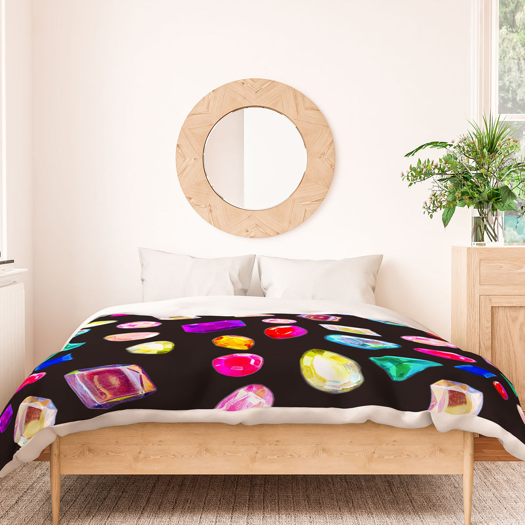 Rhinestone Reverie In Black Duvet Cover Natalie Baca