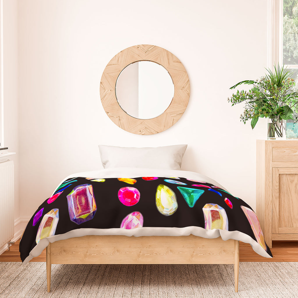 Rhinestone Reverie In Black Duvet Cover Natalie Baca