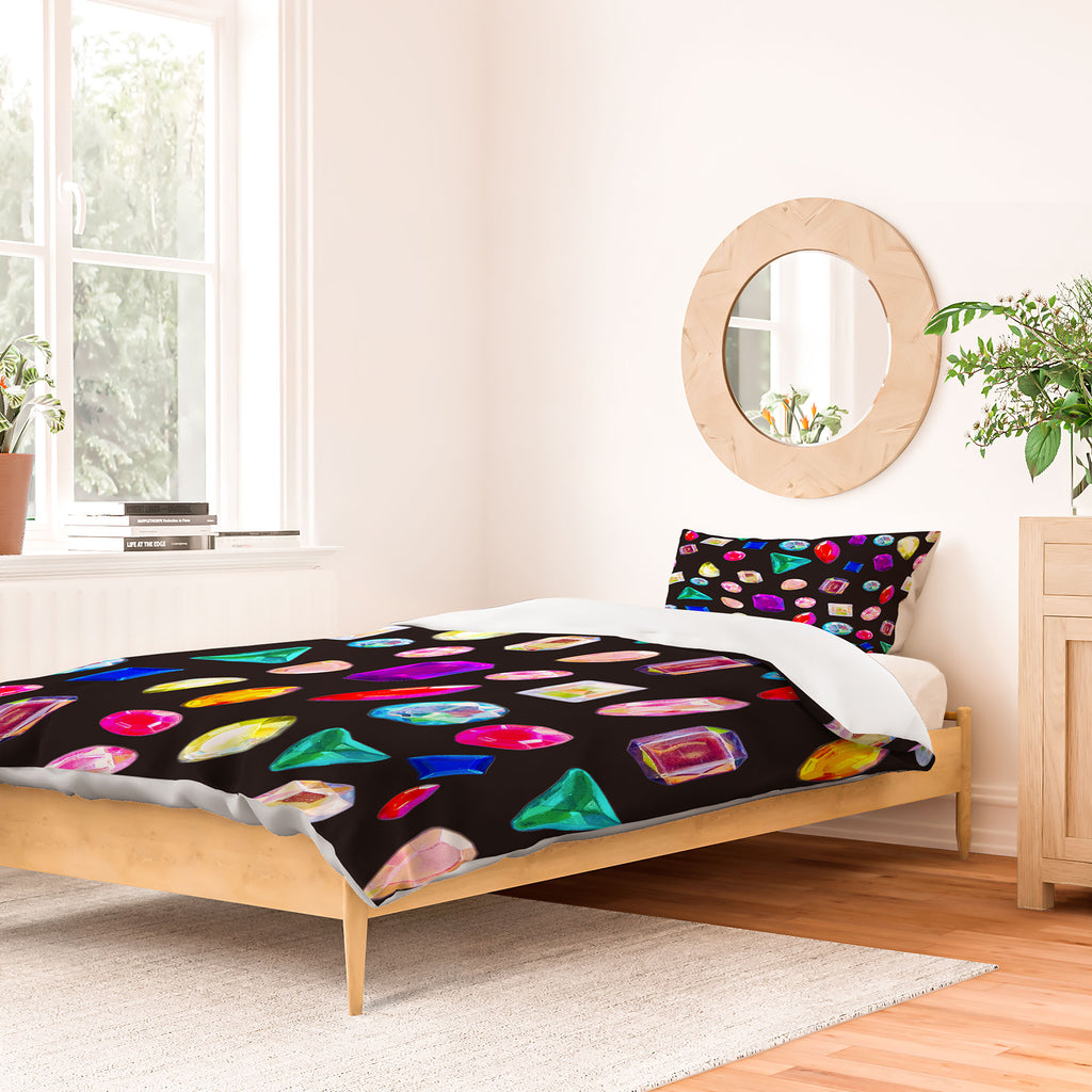Rhinestone Reverie In Black Duvet Cover Natalie Baca