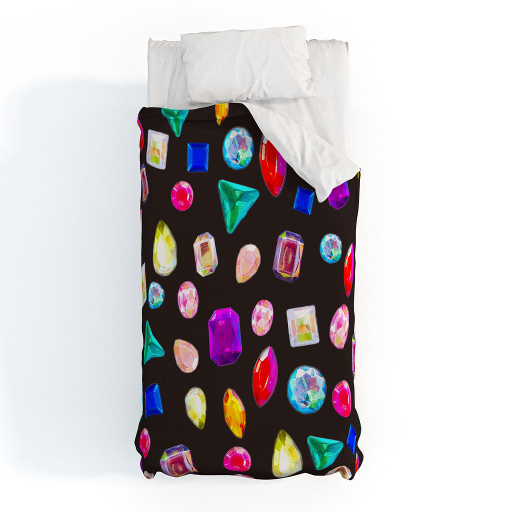 Rhinestone Reverie In Black Duvet Cover Natalie Baca