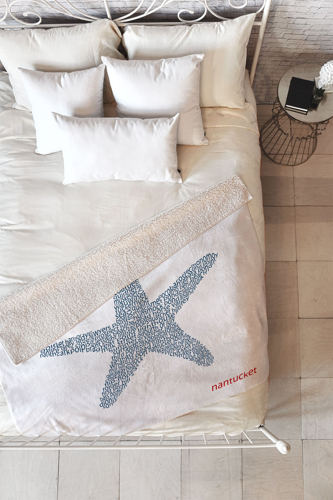 Nantucket Starfish Fleece Throw Blanket Restudio Designs