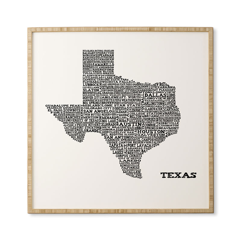 Texas Map Framed Wall Art Restudio Designs