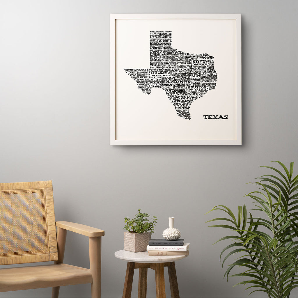 Texas Map Framed Wall Art Restudio Designs