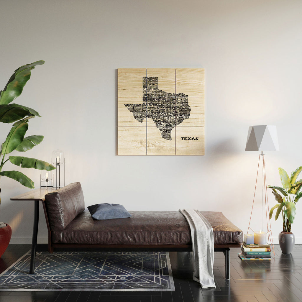 Texas Map Wood Wall Mural Restudio Designs