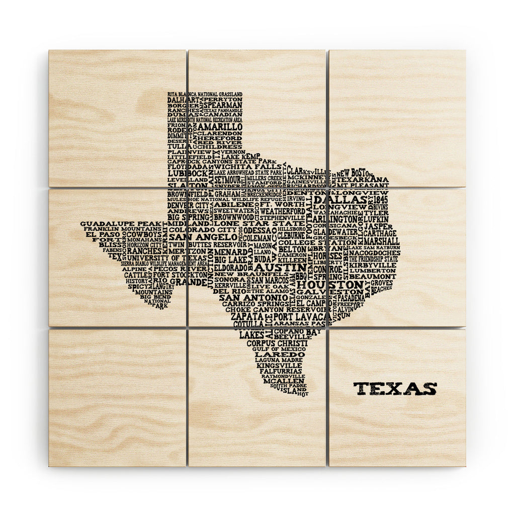 Texas Map Wood Wall Mural Restudio Designs
