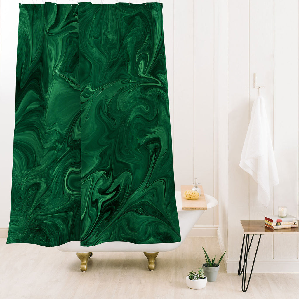 Emerald Green Abstract Shower Curtain Sheila Wenzel Ganny