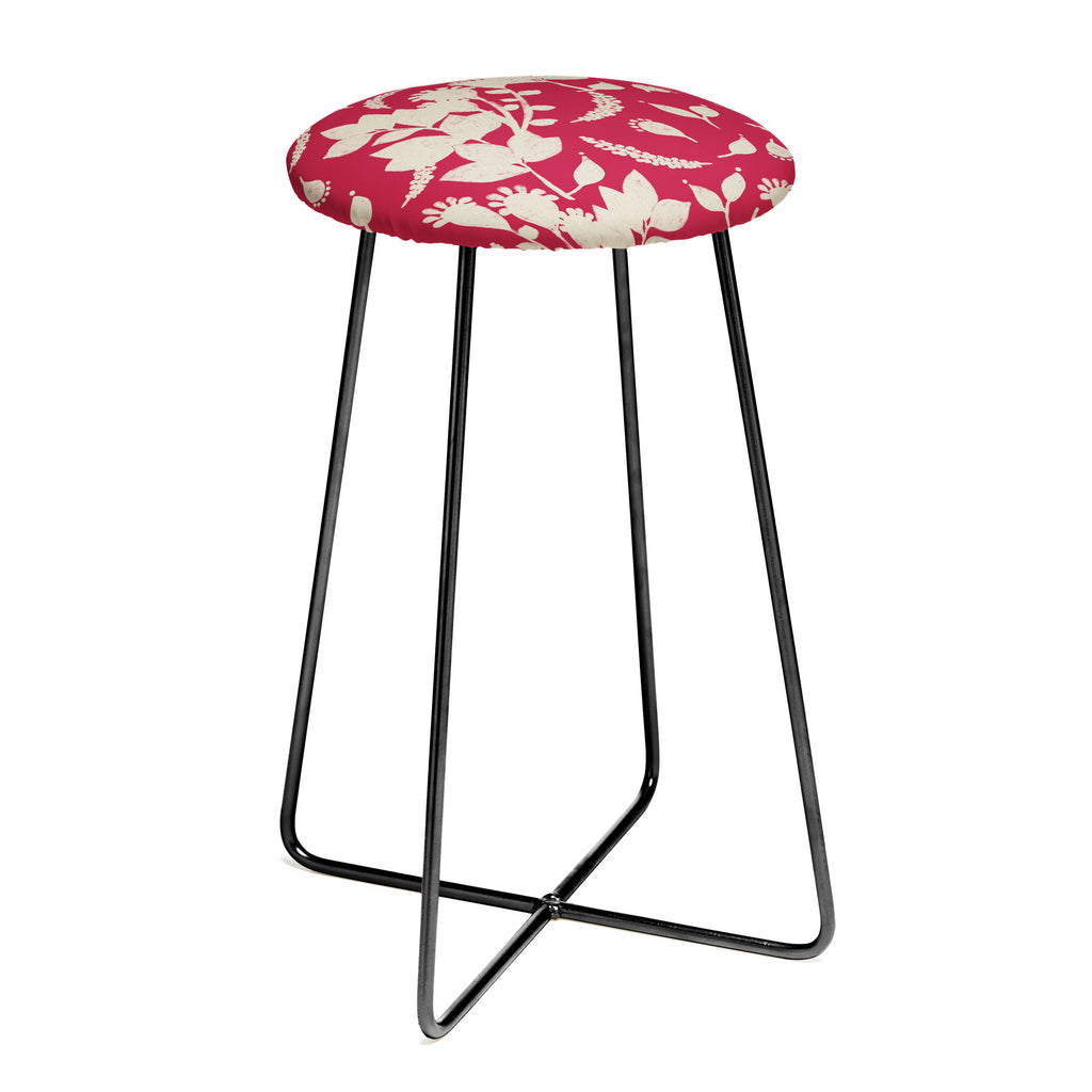 Floral Magenta Vibes 02 Counter Stool Viviana Gonzalez