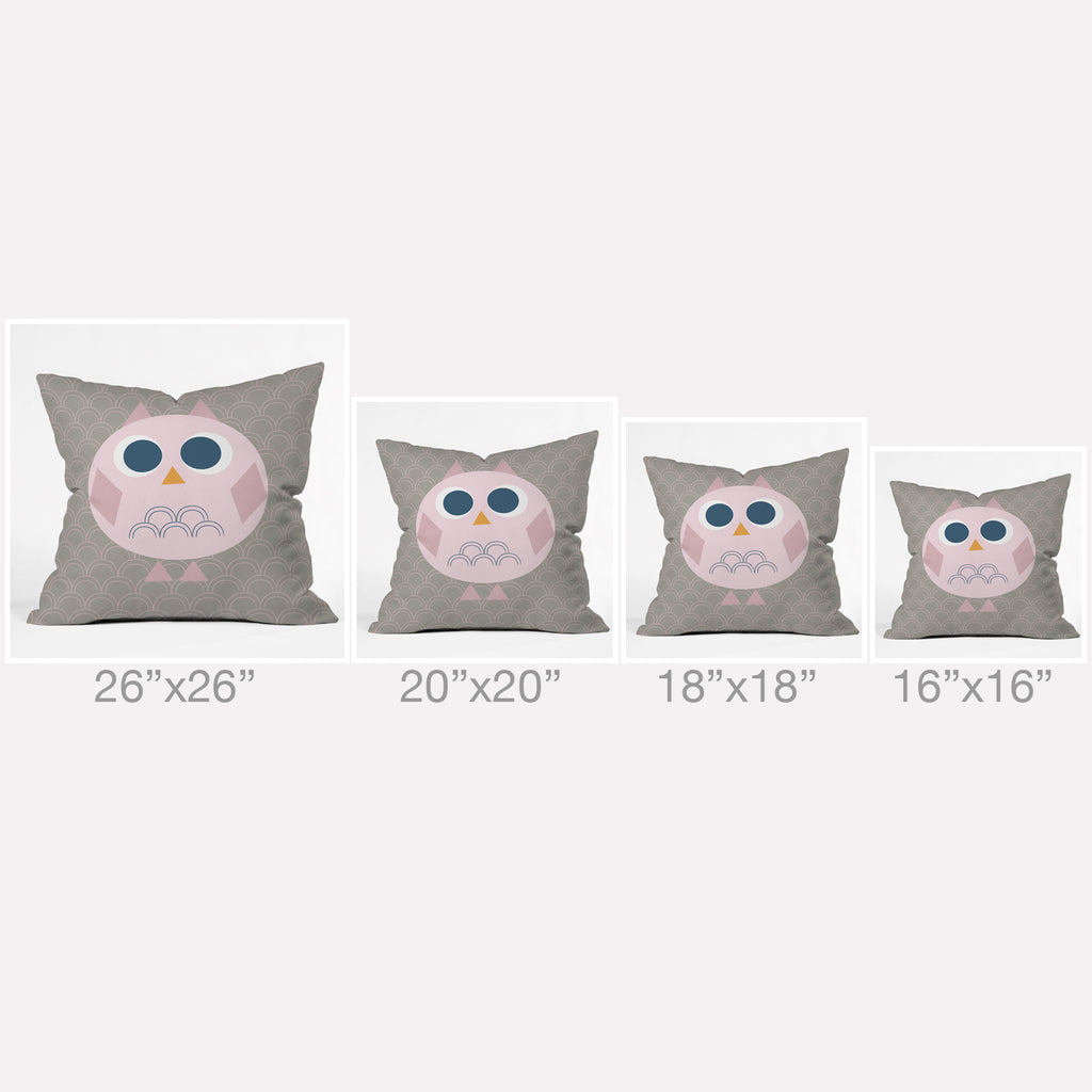 Geo Owl Solo Pink Throw Pillow Vy La