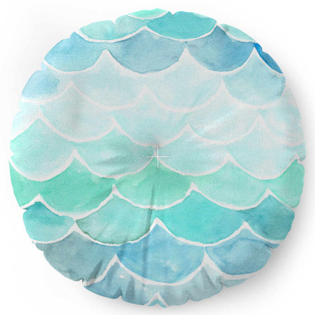 Mermaid Scales Floor Pillow Round Wonder Forest