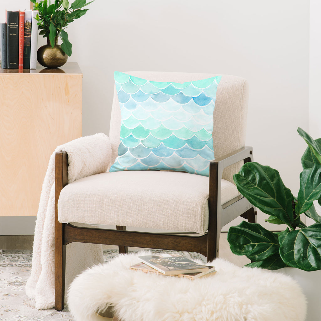 Mermaid Scales Throw Pillow Wonder Forest